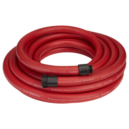 Red 1" x 100' Non-Collapsible Rubber Hose (Alum 1" NPSH Couplings ...